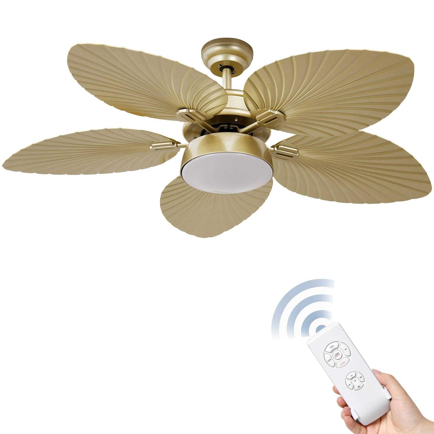 Moasis 52 Palm Leaf Tropical Style Ceiling Fan LED Light with Remote ...